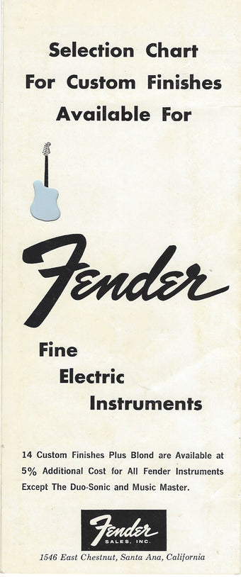 The pre-CBS Fender custom color chart from 1964! – True Vintage Guitar