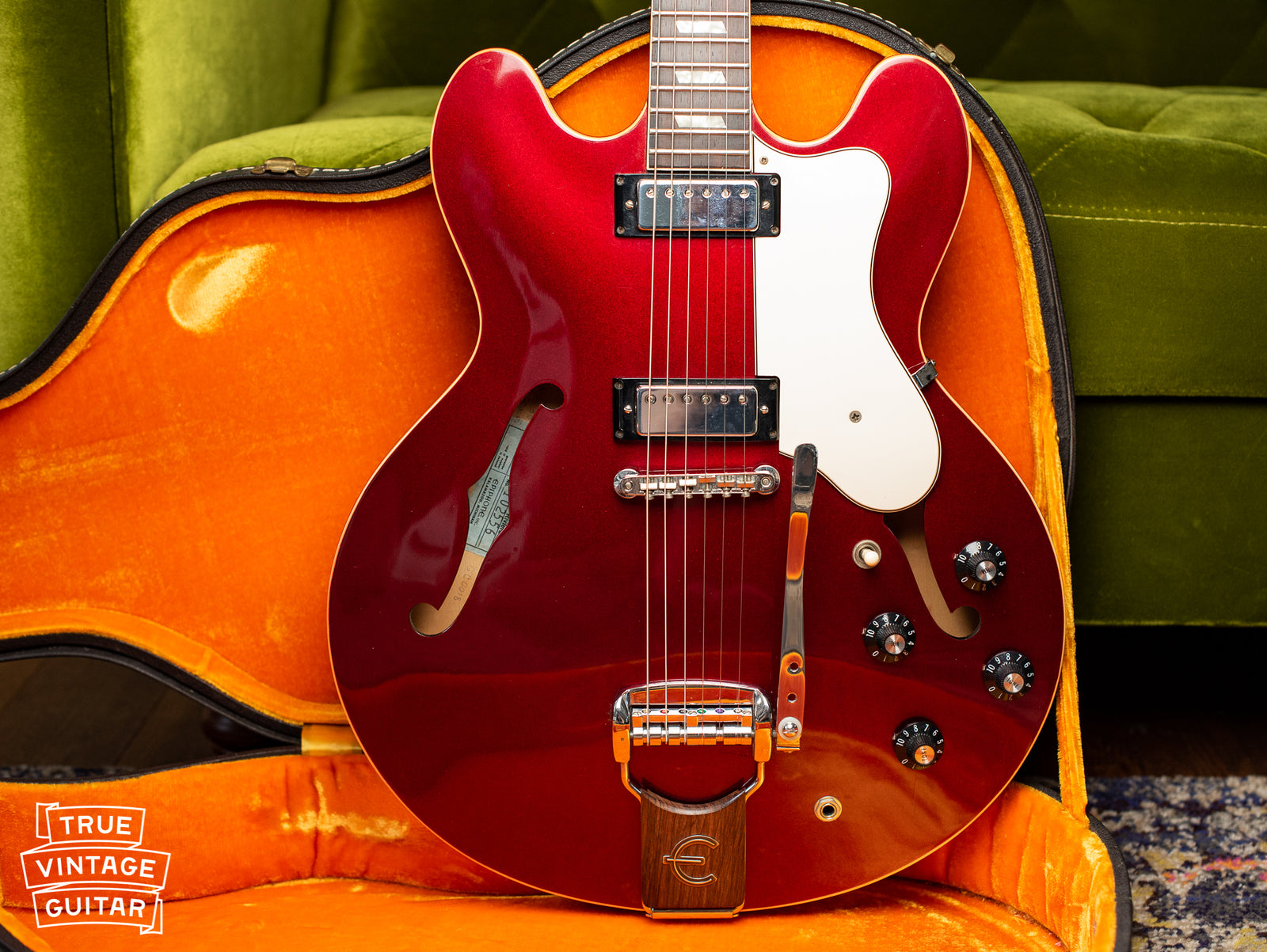 1967 Epiphone Riviera Sparkling Burgundy – True Vintage Guitar